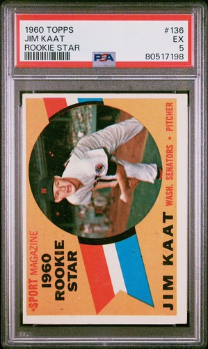 1960 Topps #136 Jim Kaat Rookie Star PSA 5 EX HOF RC | eBay
