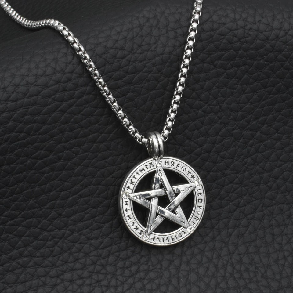 Pagan Wiccan Pentacle Pentagram Star Pendant Necklace 24" Stainless ...