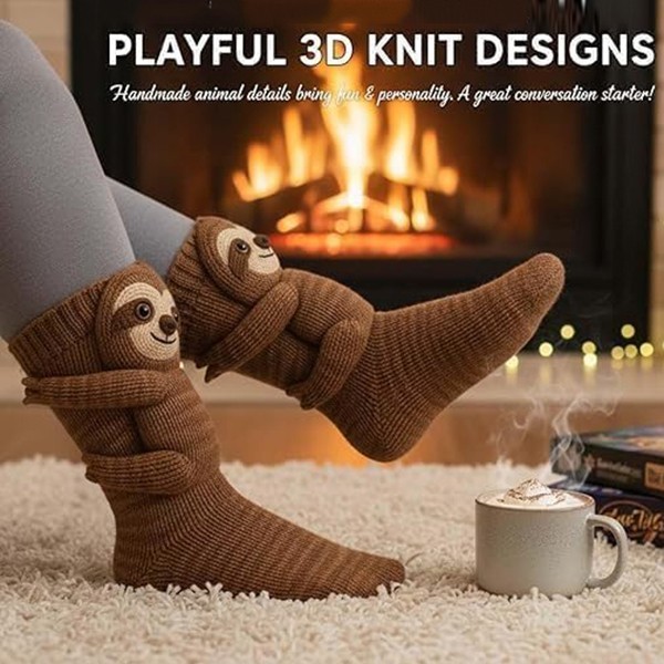 3D Cute Animals Sloth Socks Knitted Animal Hug Floor Socks Unisex Funny ...