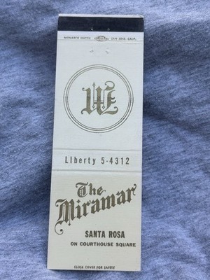 Matchbook cover The Miramar Lounge Santa Rosa California Courthouse ...