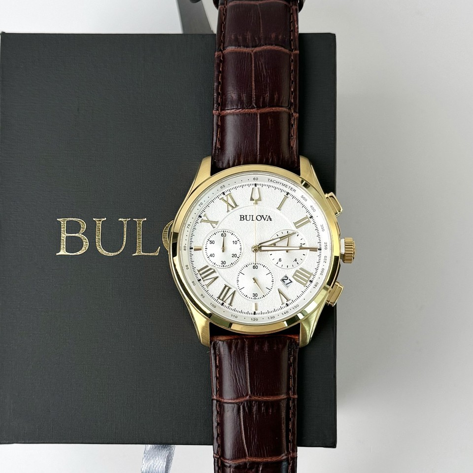 BULOVA 97B169 Wilton Men's Classic Watch Leather Strap Quartz ...