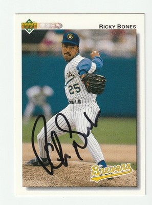 Ricky Bones Signed 1992 Upper Deck Card Auto Milwaukee Brewers ...