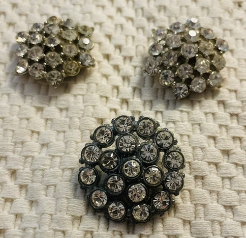 3 Vintage Rhinestone Buttons 1” | eBay