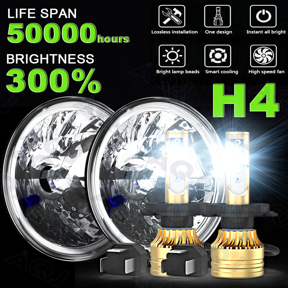 DOT Pair Led 7inch Round Headlights Headlamp High/Low Bulbs for MG MGB ...