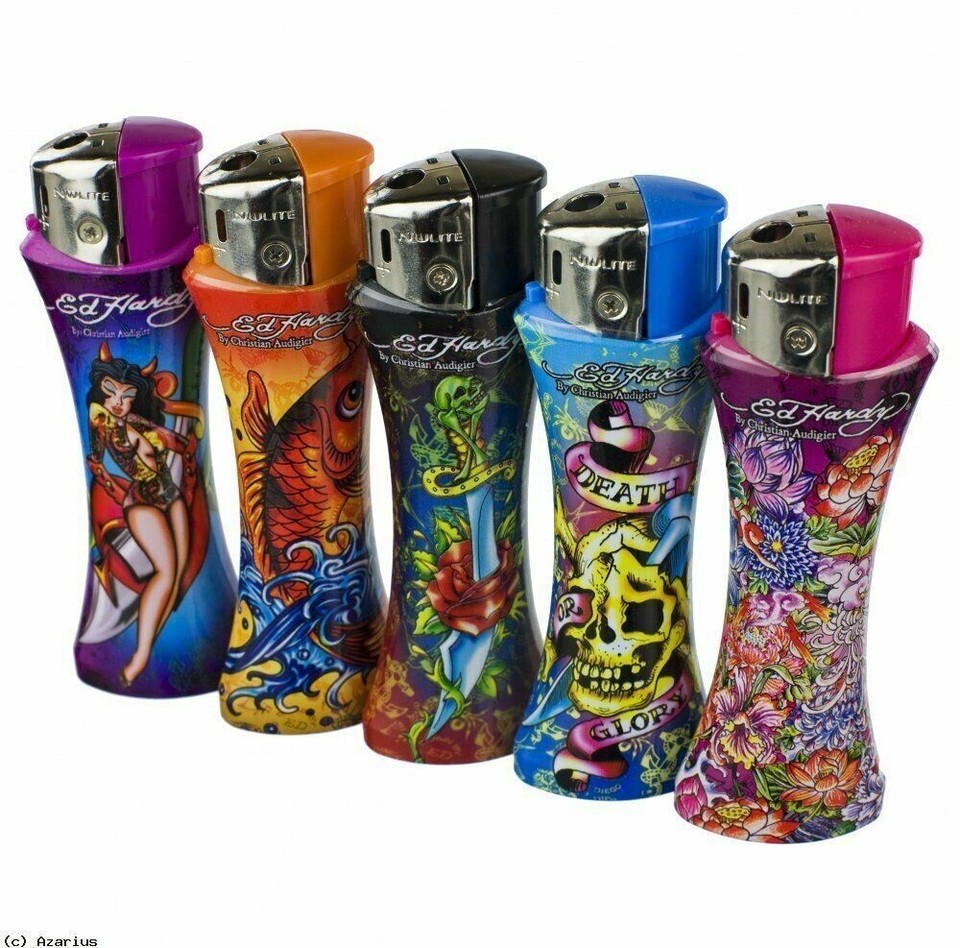 2 Lighter ED HARDY REFILLABLE TATTOO CURVE LIGHTER (Without Gas)Random ...