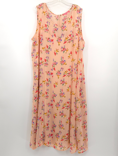 Women Within chiffon floral maxi dress Plus Size 26w pink sleeveless ...