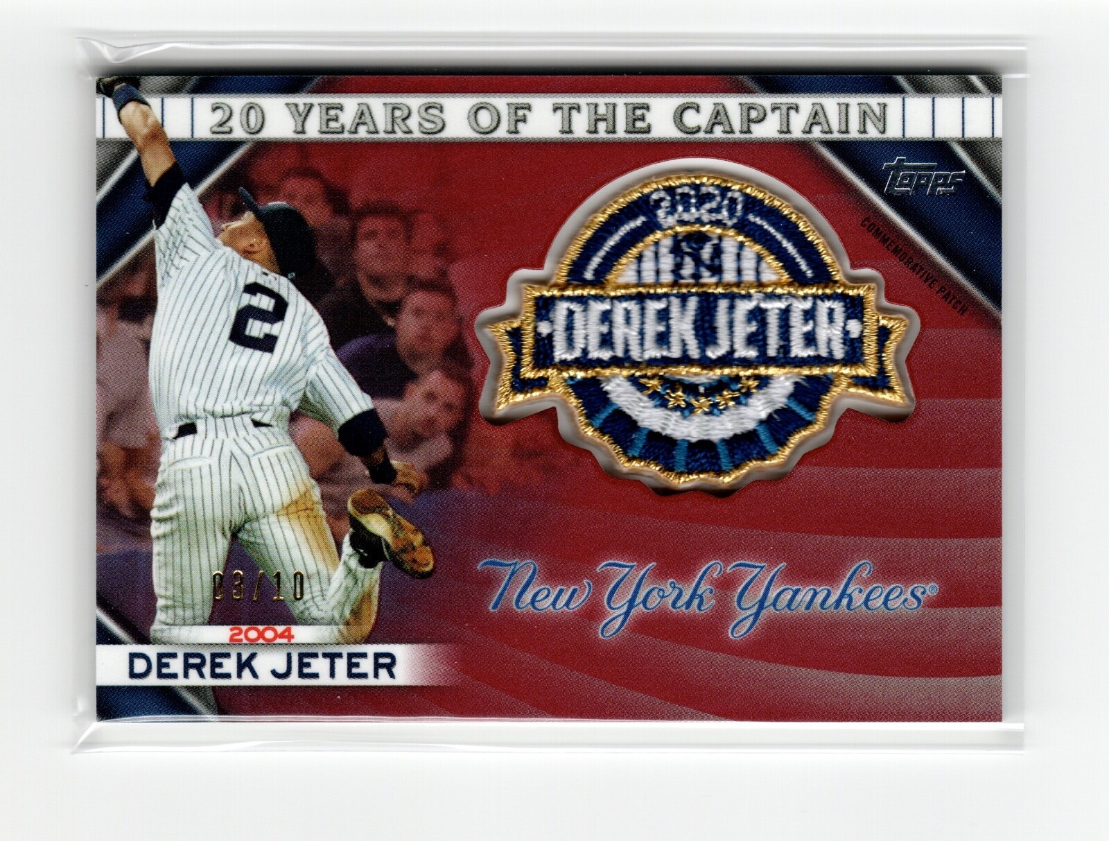 Derek Jeter 2020 Topps 20 Yrs Of The Captain Patch Red Parallels #/10 ...