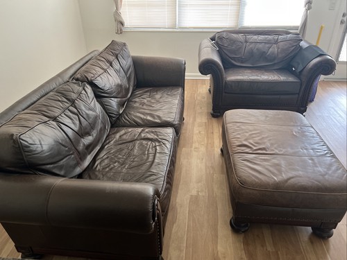 furniture used leather sofa set 3 pcs | eBay