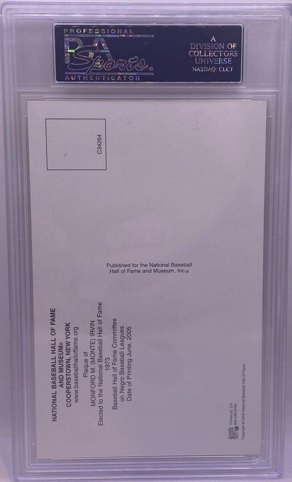 1964 Baseball HOF Monte Irvin Yellow Plaque Certified Authentic Auto ...