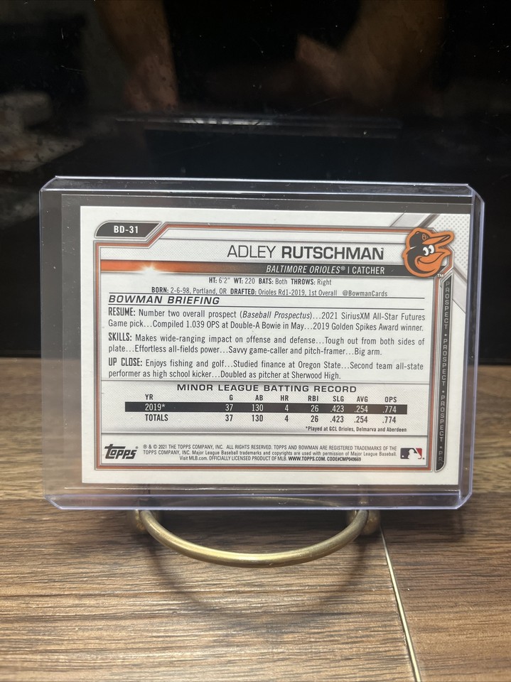 Adley Rutschman 2021 Bowman Draft BD-31, Baltimore Orioles | eBay