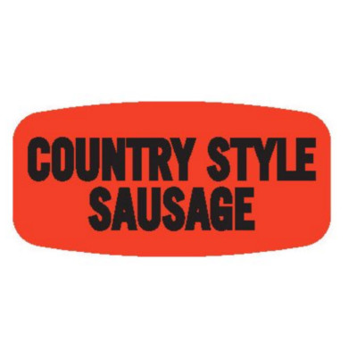 1000 each Country Style Sausage Food Labels Fl Red Black Stickers ...