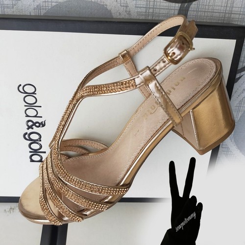 SANDALI DONNA 36 TACCO champagne oro INGROSSO -70% prestigiosi VV | eBay