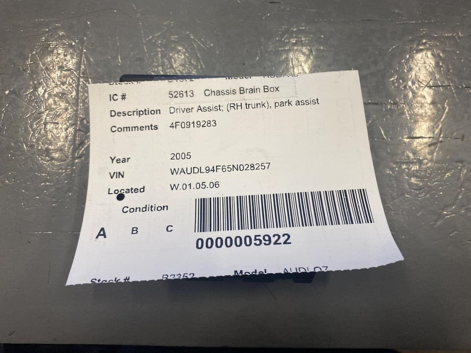 AUDI A6 Parking Assist Control Module, 4F0 919 283 | eBay