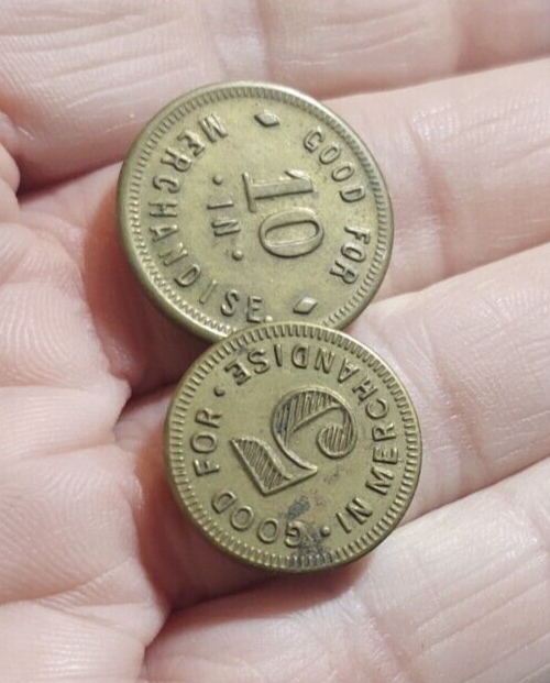 Vintage pair Trade Tokens 5th St. Farmer's market 5 & 10 cents | eBay