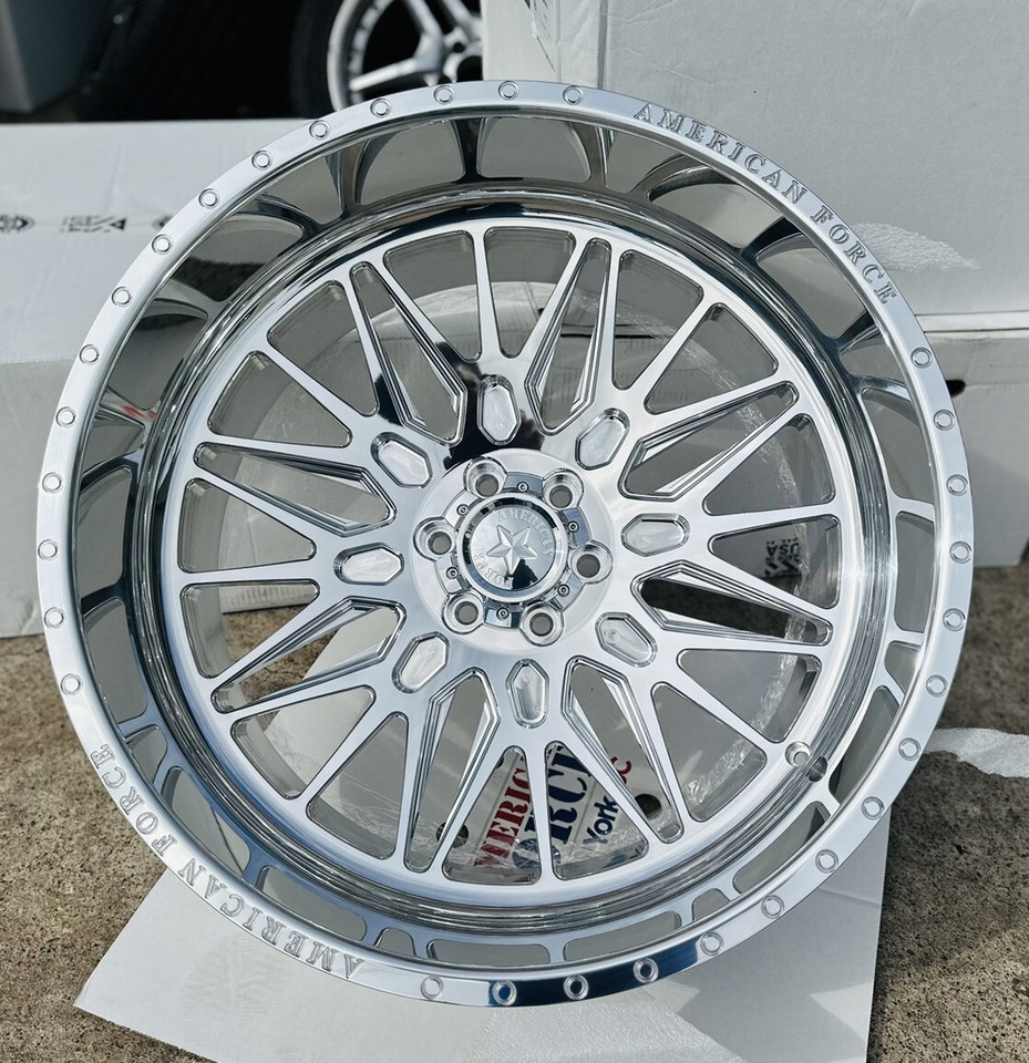 4 NEW 24x12 AMERICAN FORCE FROST WITH 35125024 MT TIRES 8X180 CHEVY GMC ...