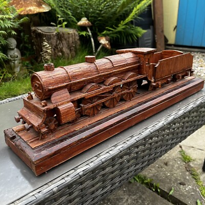 Folk Art Antique Vintage Scratch Built Matchstick Model Train Completed ...