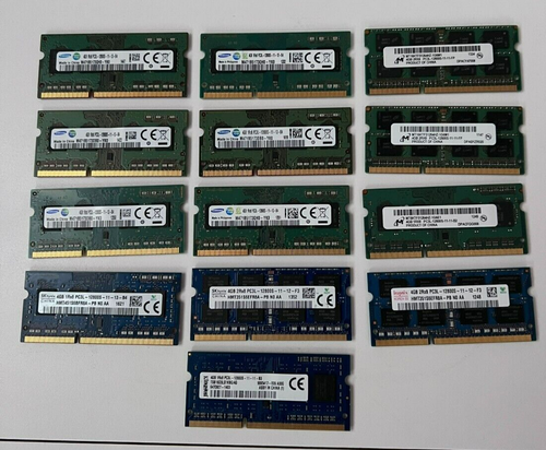 LOT of 13 ASSORTED 4GB PC3L-12800S DDR3L Laptop Memory RAM Samsung ...