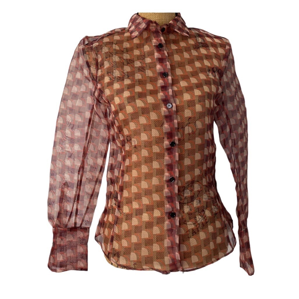 Red Sheer Blouse Outfit