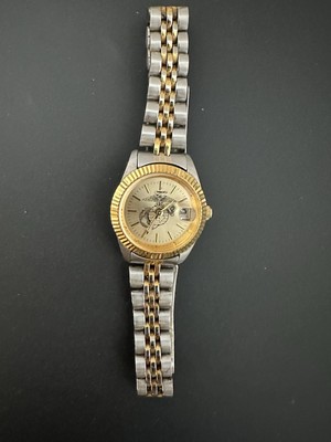 Vintage USMC silver & gold tone water resistant wrist watch w day (as ...