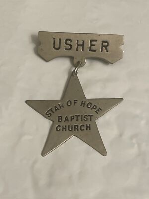 Antique STAR OF HOPE BAPTIST CHURCH Usher Pin PHILADELPHIA PA | eBay