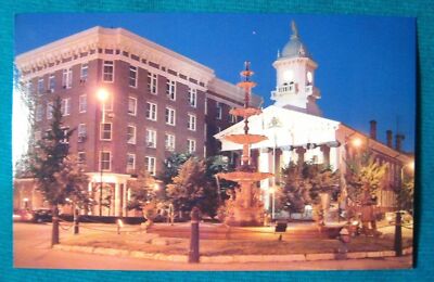 1950s Chambersburg PA Postcard Night Memorial Square Court House ...
