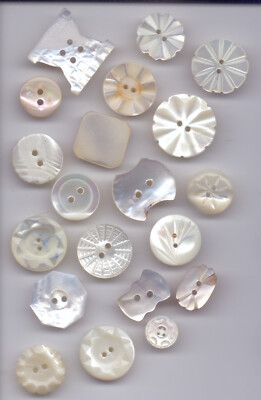 20 vintage buttons - plain and carved mother-of-pearl | eBay UK