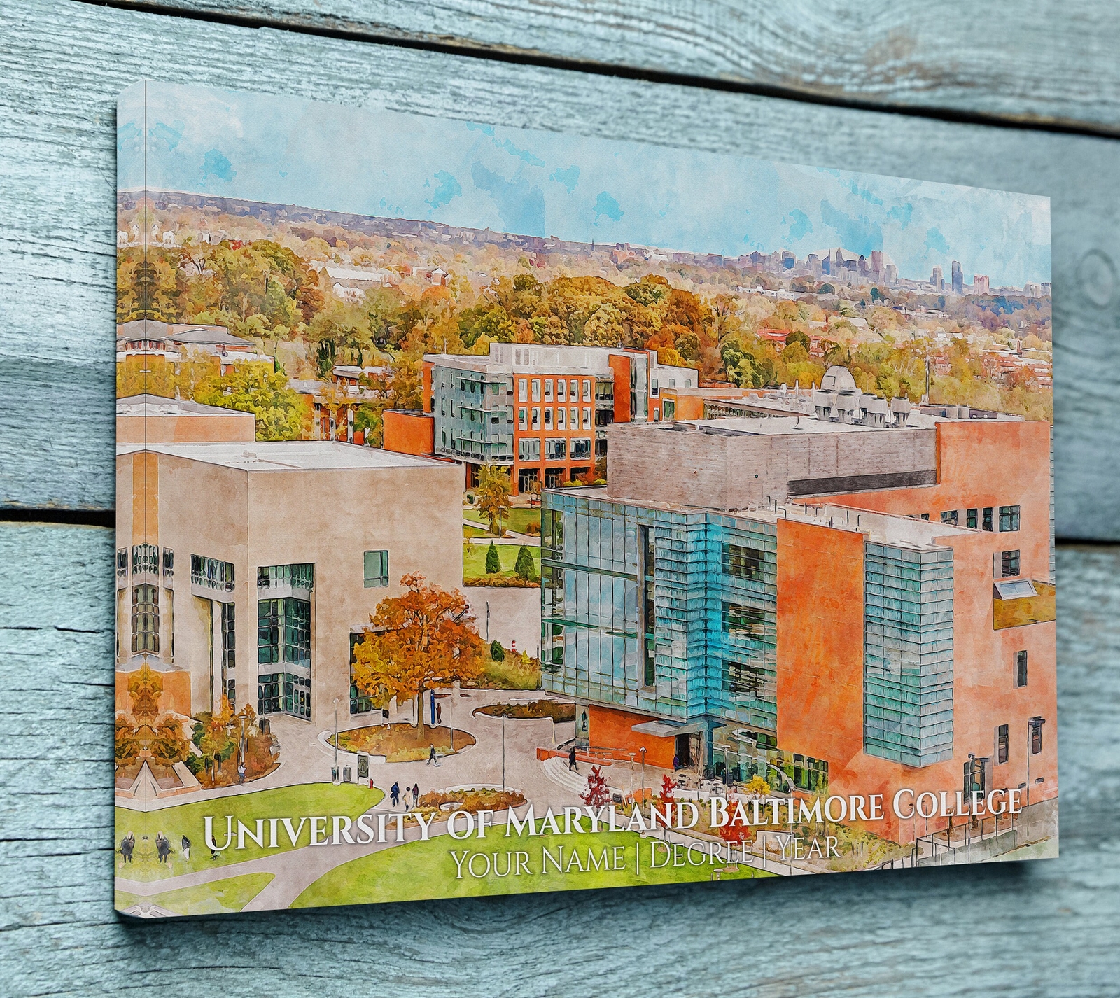 University of Maryland Baltimore watercolor. Graduation gift ...