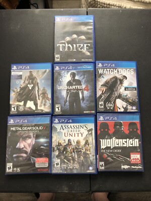 Lot Of 7 PlayStation 4 PS4 Video Games With Cases Uncharted 4 Thief ...