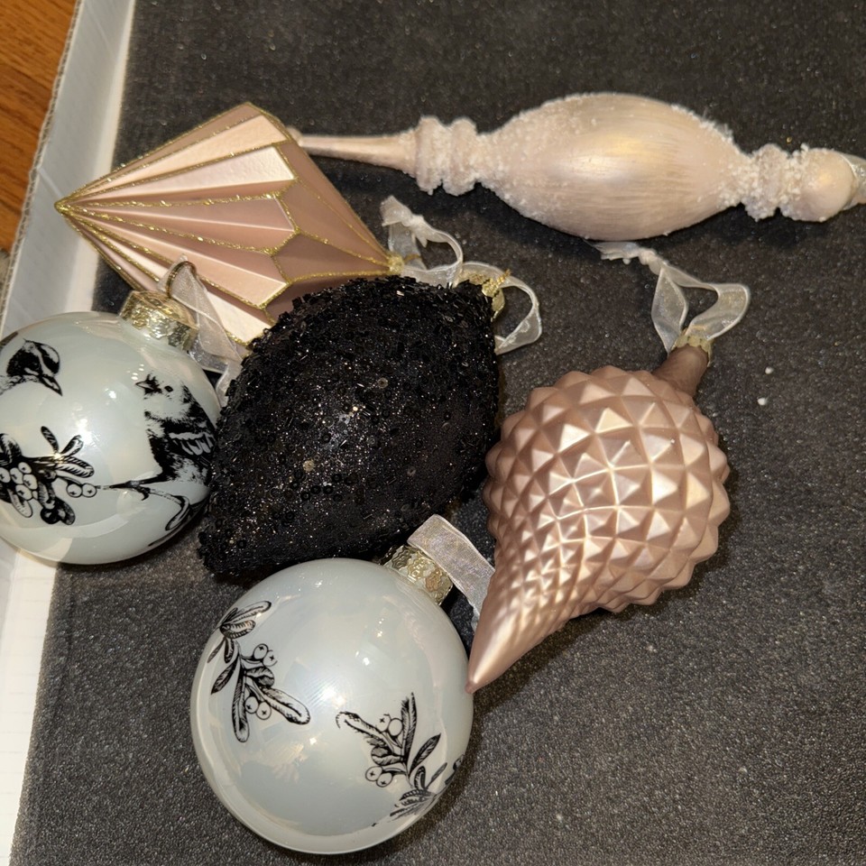 Frontgate Holiday Collection Box Set of large Christmas Ornaments Pink ...