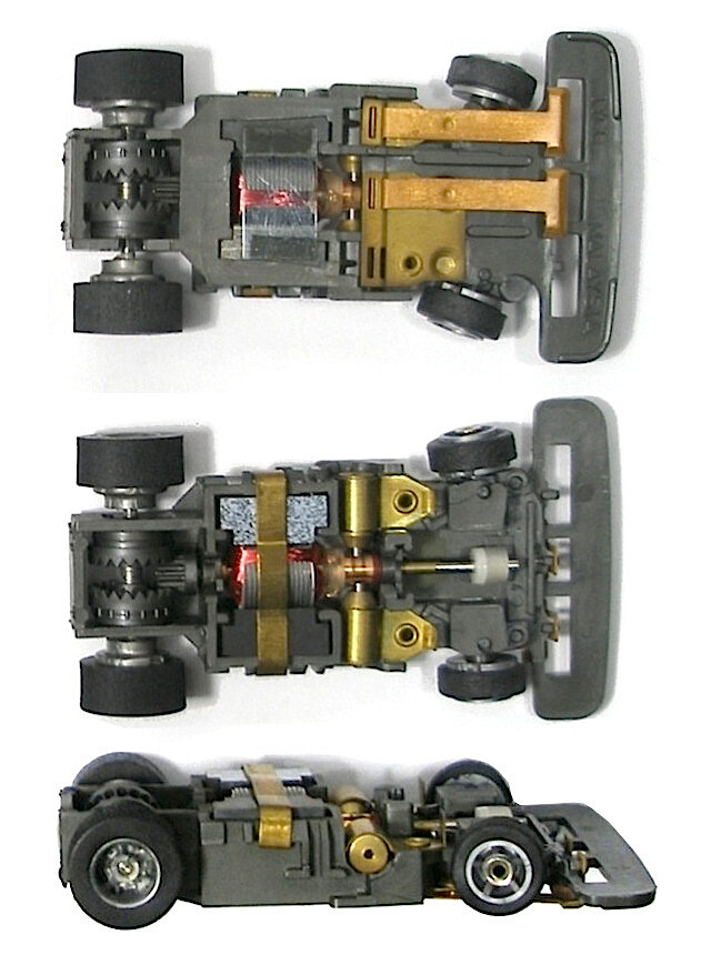 6pc 1991 TYCO TCR GRAY Hub Narrow Chassis Slotless Slot Car Total ...