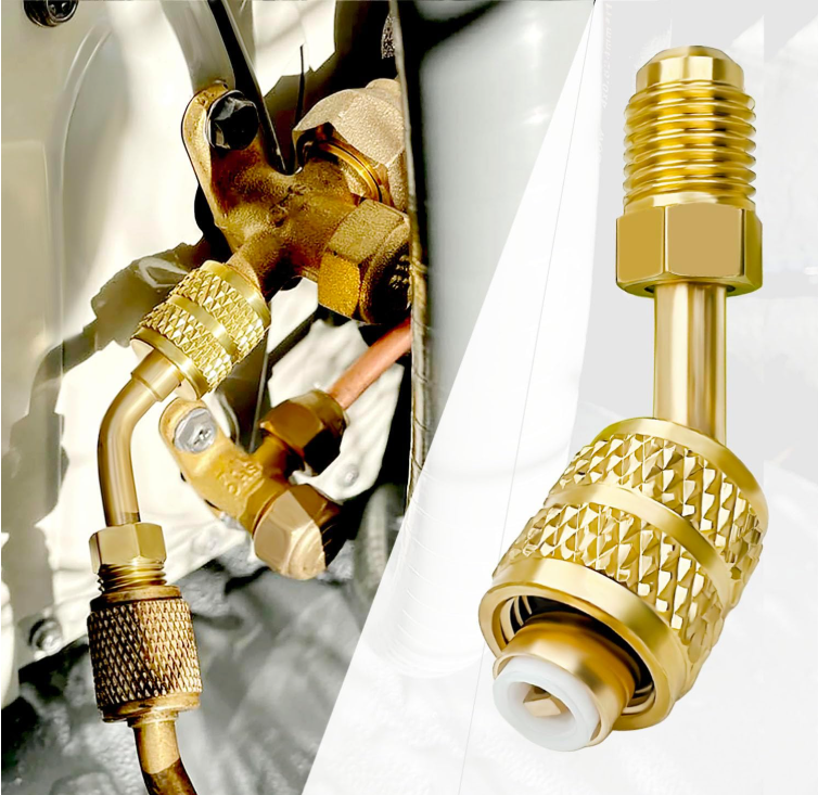 HVAC R410a Mini Split Adapter 5/16 SAE Female to 1/4 Male Flare, 2 Pack ...