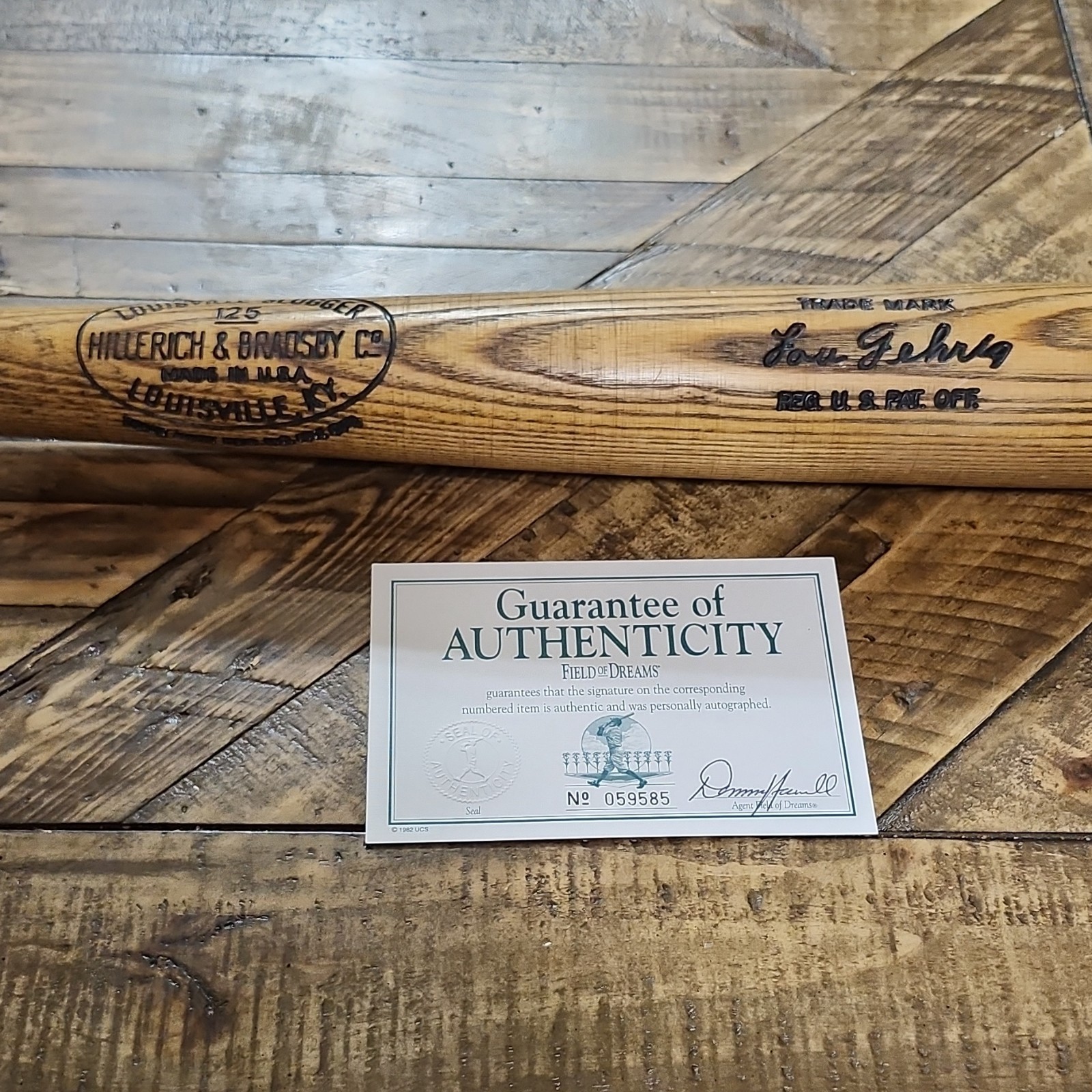 Louisville Slugger Lou Gehrig Stamped Autograph Bat Field of Dreams COA ...