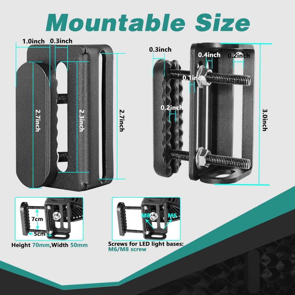 2x Universal Front Grille Guard Hidden Mount Bracket For LED Light Bar ...