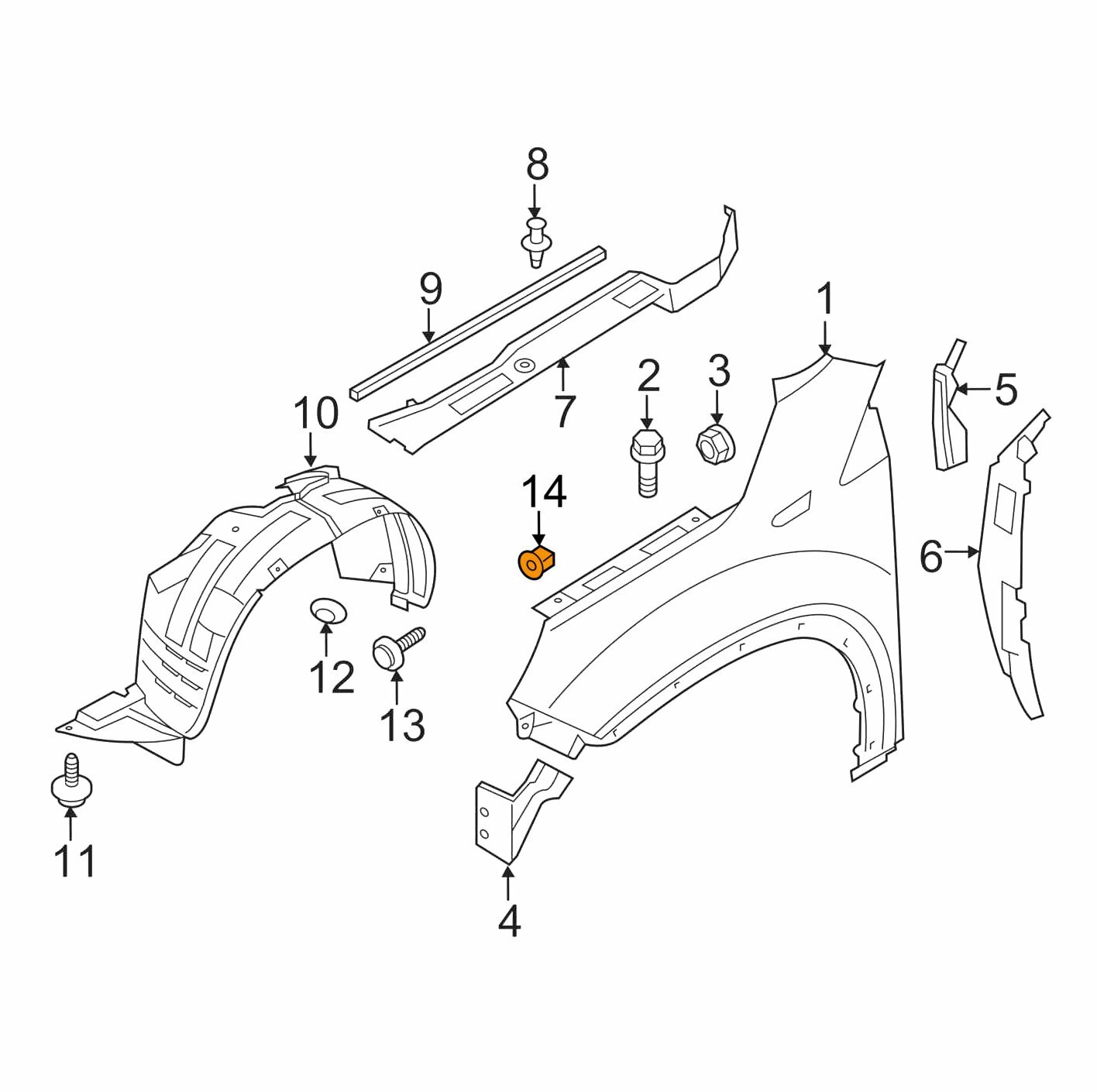 20 pc Fender Apron Nylon Nut #10 Screw Grommet Clip Fits For Hyundai ...