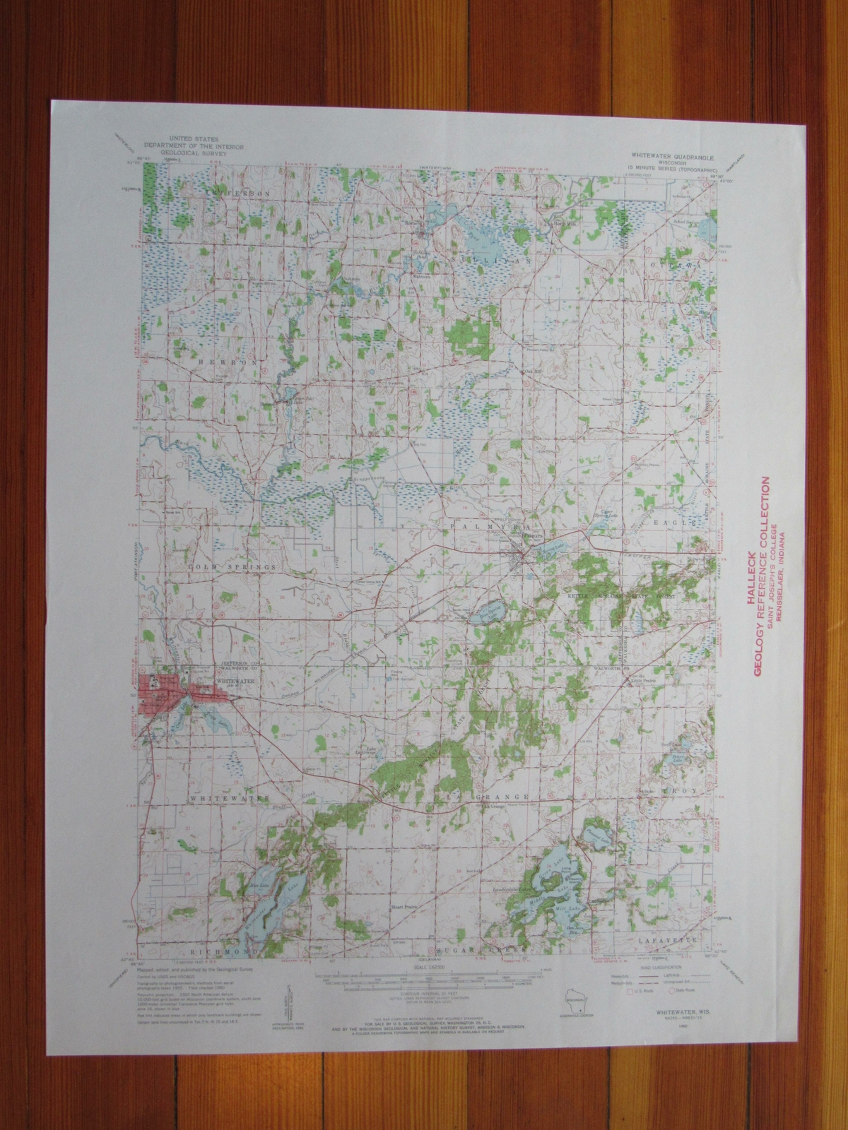 Whitewater Wisconsin 1962 Original Vintage USGS Topo Map | eBay