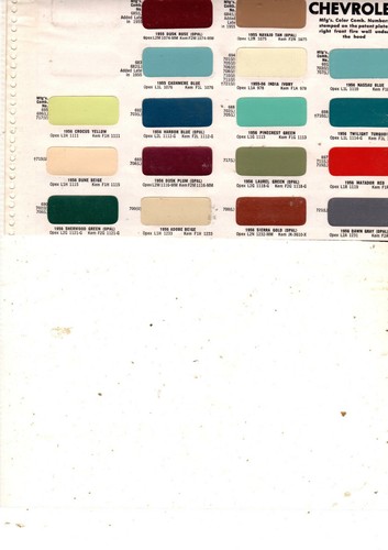 1955 1956 CHEVROLET 150 BELAIR 210 DELRAY NOMAD PAINT CHIPS 56 PAINT ...