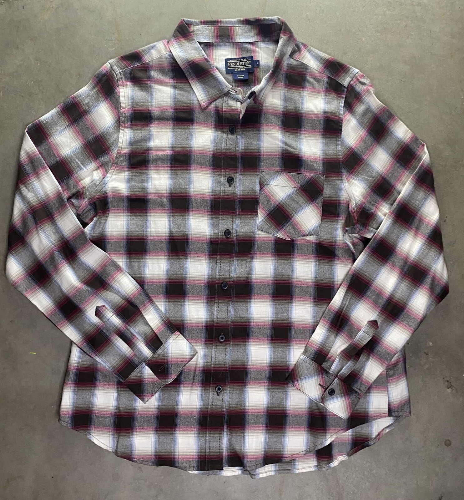 Women’s Pendleton Flannel Shirt Button Up Plaid Magenta Black 90s Punk ...