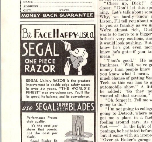 Segal One Piece Unitary Razor 1933 Print Ad | eBay