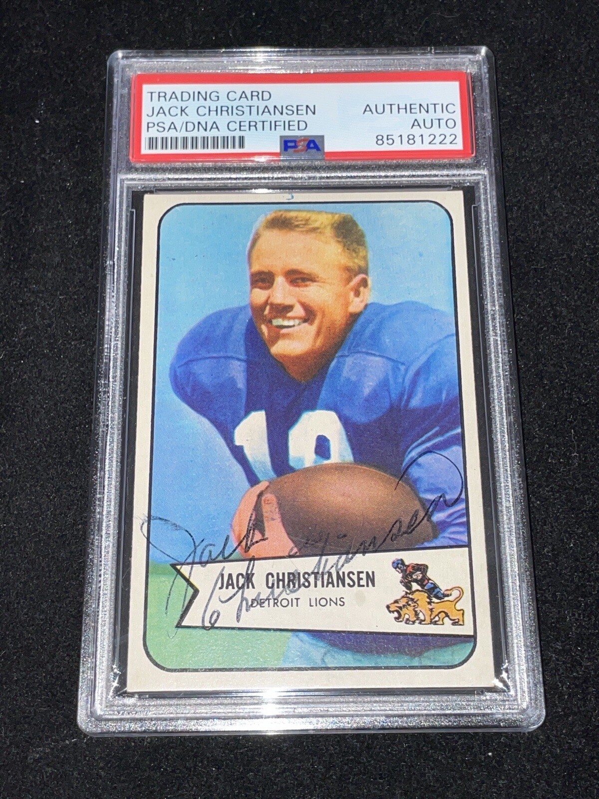 Jack Christiansen Signed 1954 Bowman Football Card PSA Slab Detroit ...