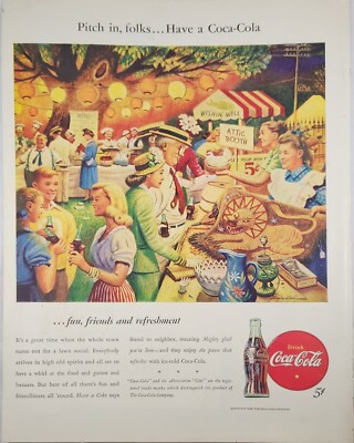 1946 Coca Cola Drink Soda Vintage Ad pitch in folks fun friends and ...
