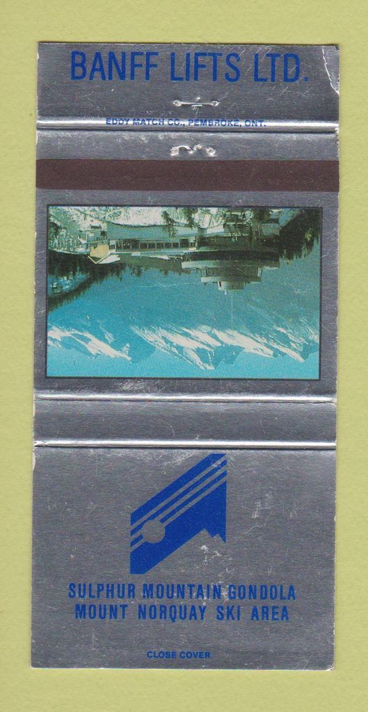 Matchbook Cover - Sulphur Mountain Gondola Ski Banff AB WEAR 30 Strike ...