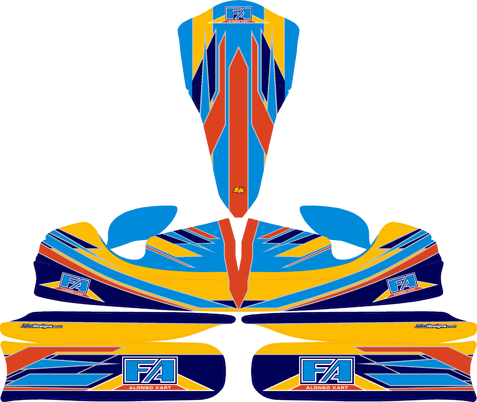 2016 FA ALONSO STYLE FULL KART STICKER KIT TO FIT M4 B/WORK KARTING ...