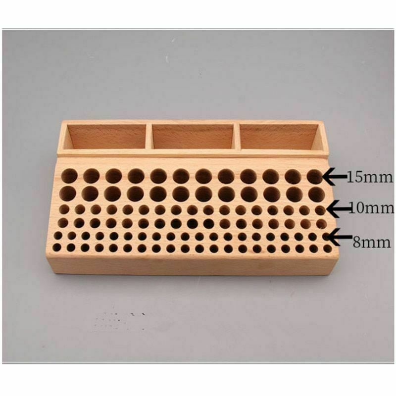 98 Holes Leather Craft Tool Holder Box Wood Rack Wooden Punch Handwork ...