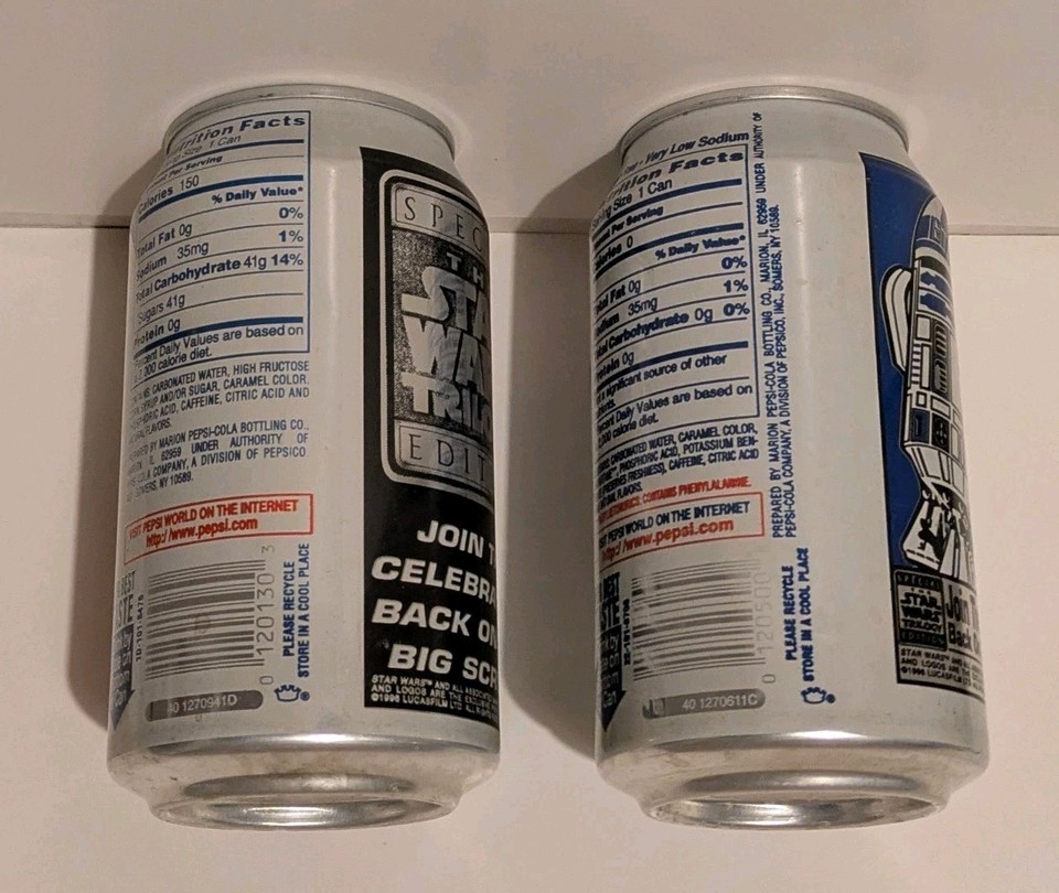 1996 Pepsi & Diet Pepsi Star Wars Cans R2D2 & Star Wars Trilogy | eBay