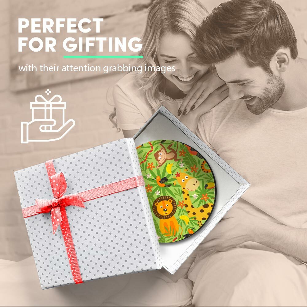 Round MDF Magnets - Jungle Animals Monkey Lion Zebra Giraffe #45445 ...