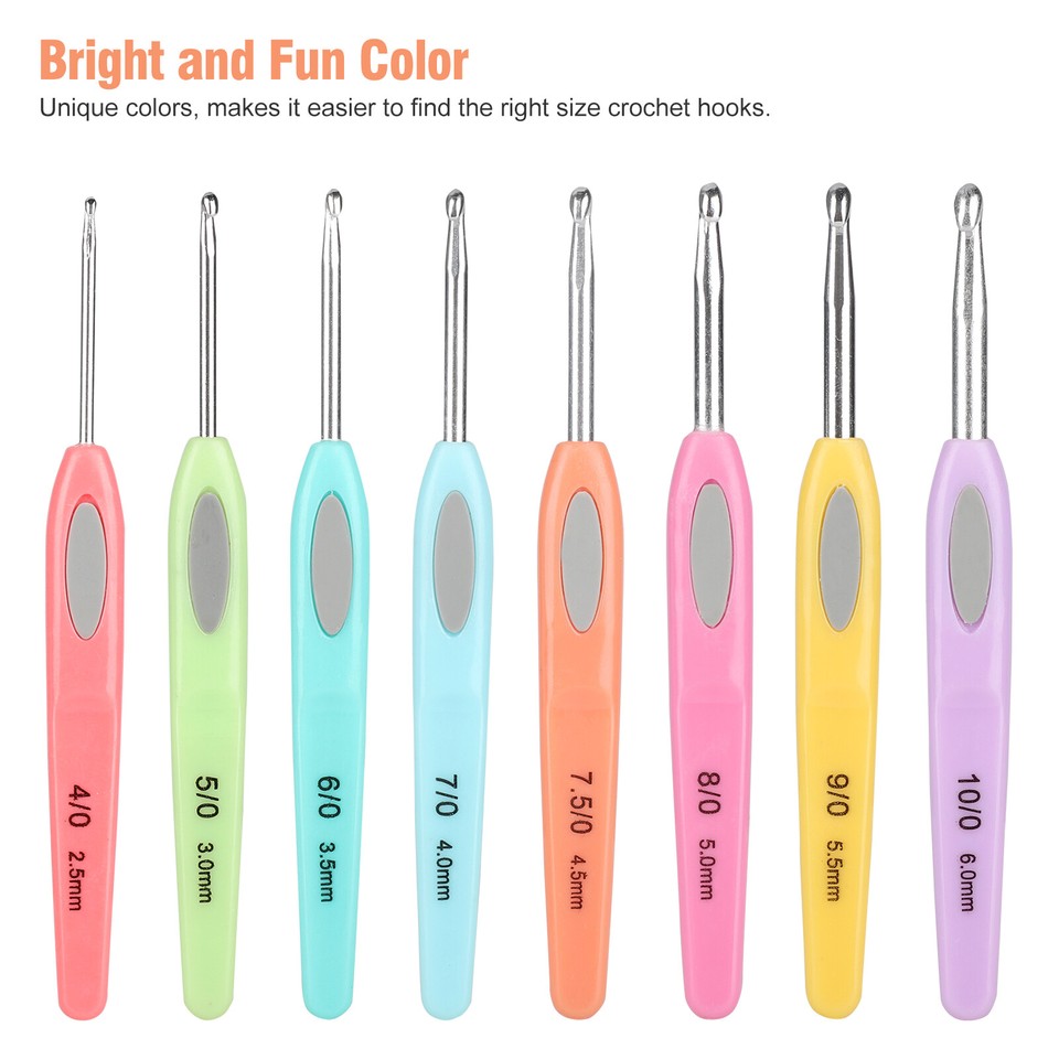 8PCS Ergonomic Crochet Hooks Set Soft Needles Craft Sewing Knitting ...