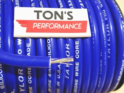 8mm BLUE silicone SOLID WIRE CORE SPARK PLUG WIRE TAYLOR by the foot 0 ...