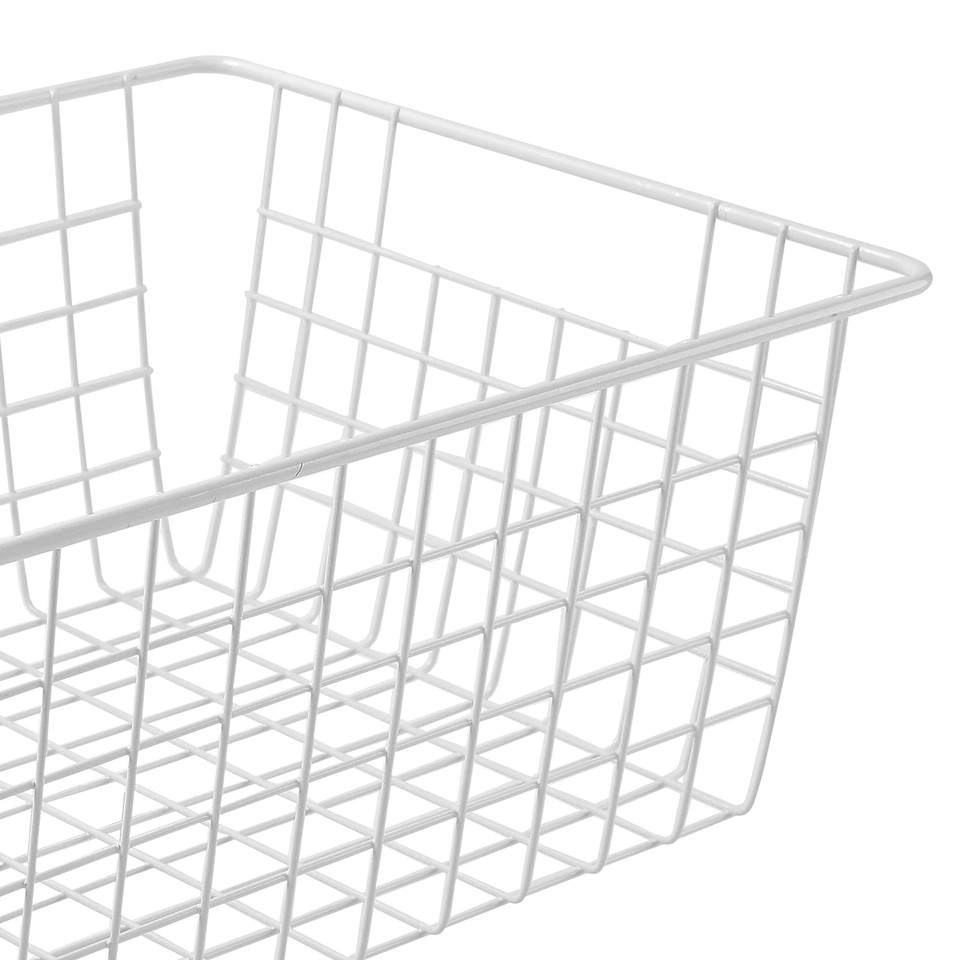 2 Pack 14" Upright Freezer Storage Baskets, Large White Wire Storage ...