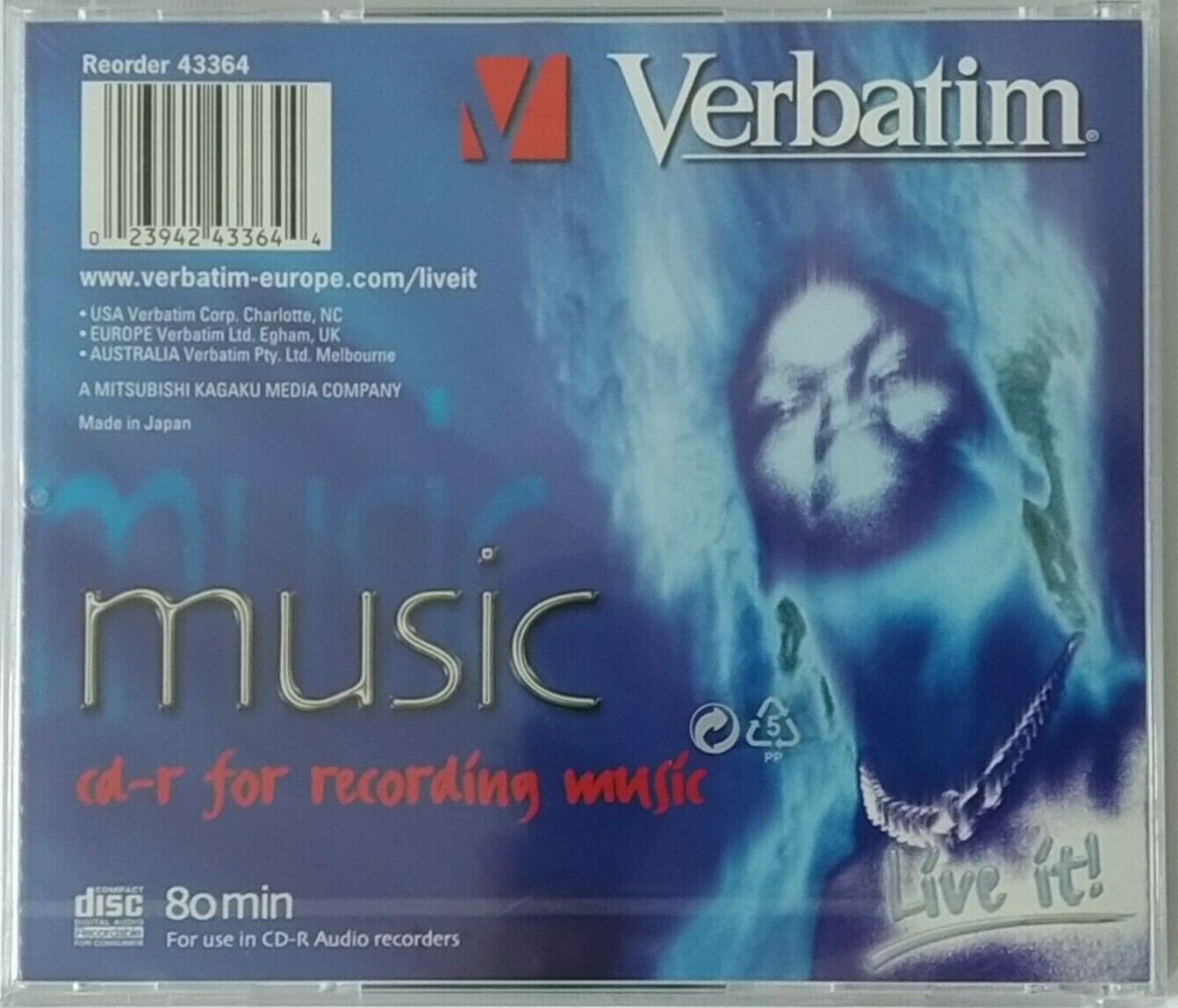 Verbatim CD-R80 43364 - 10 PACK Audio Music Digital Blank CDR ...