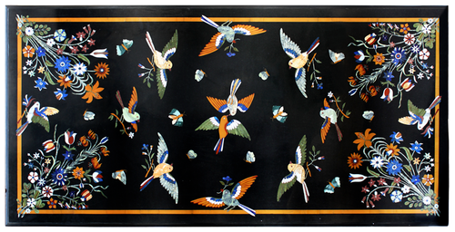 Inlaid With Beautiful Bird Pattern Dining Table Top White Marble Bar ...